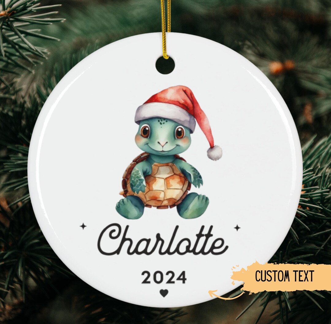Personalized Turtle Santa Hat Ornament,custom Christmas Keepsake,animal ...