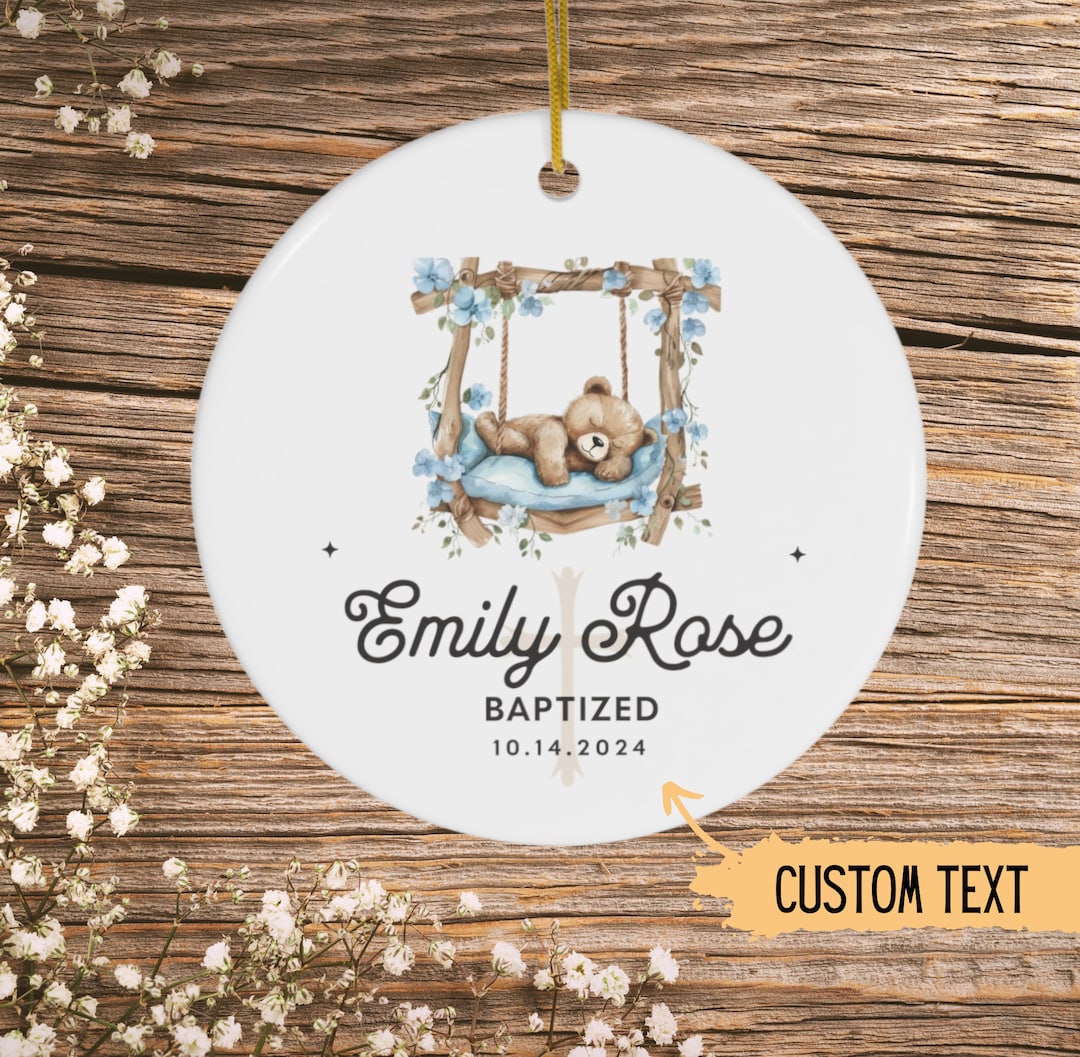 Personalized Teddy Bear Baptism Ornament,dedication Gift,boy Baptism ...
