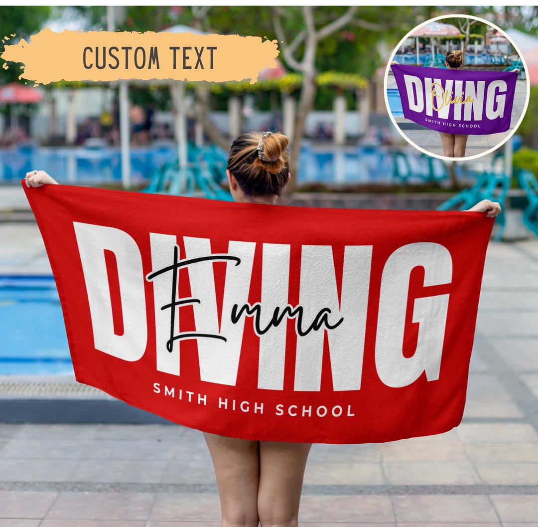 Personalized Diving Beach Towel Custom Diver Senior Night Gifts ...