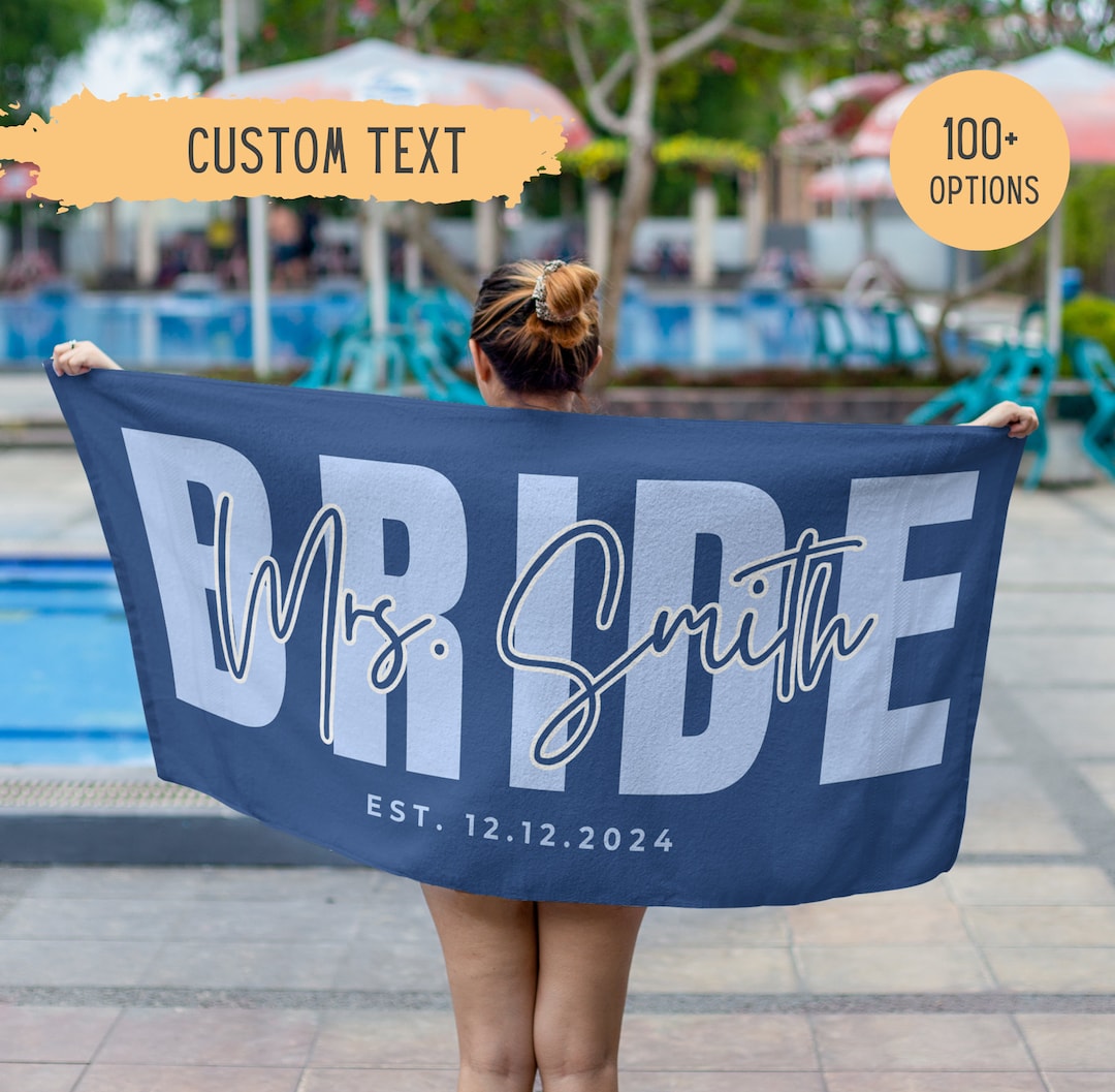 Personalized Bride Beach Towel,custom Mrs Name Beach Towel,future Mrs ...