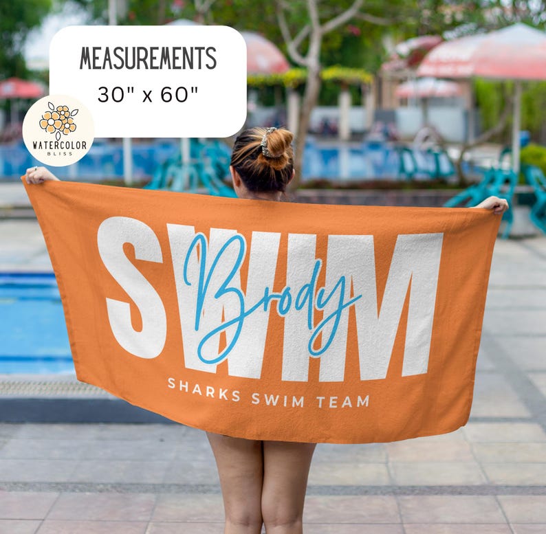 Personalized Swimming Beach Towel,custom Swim Team Pool Towels,gift for ...