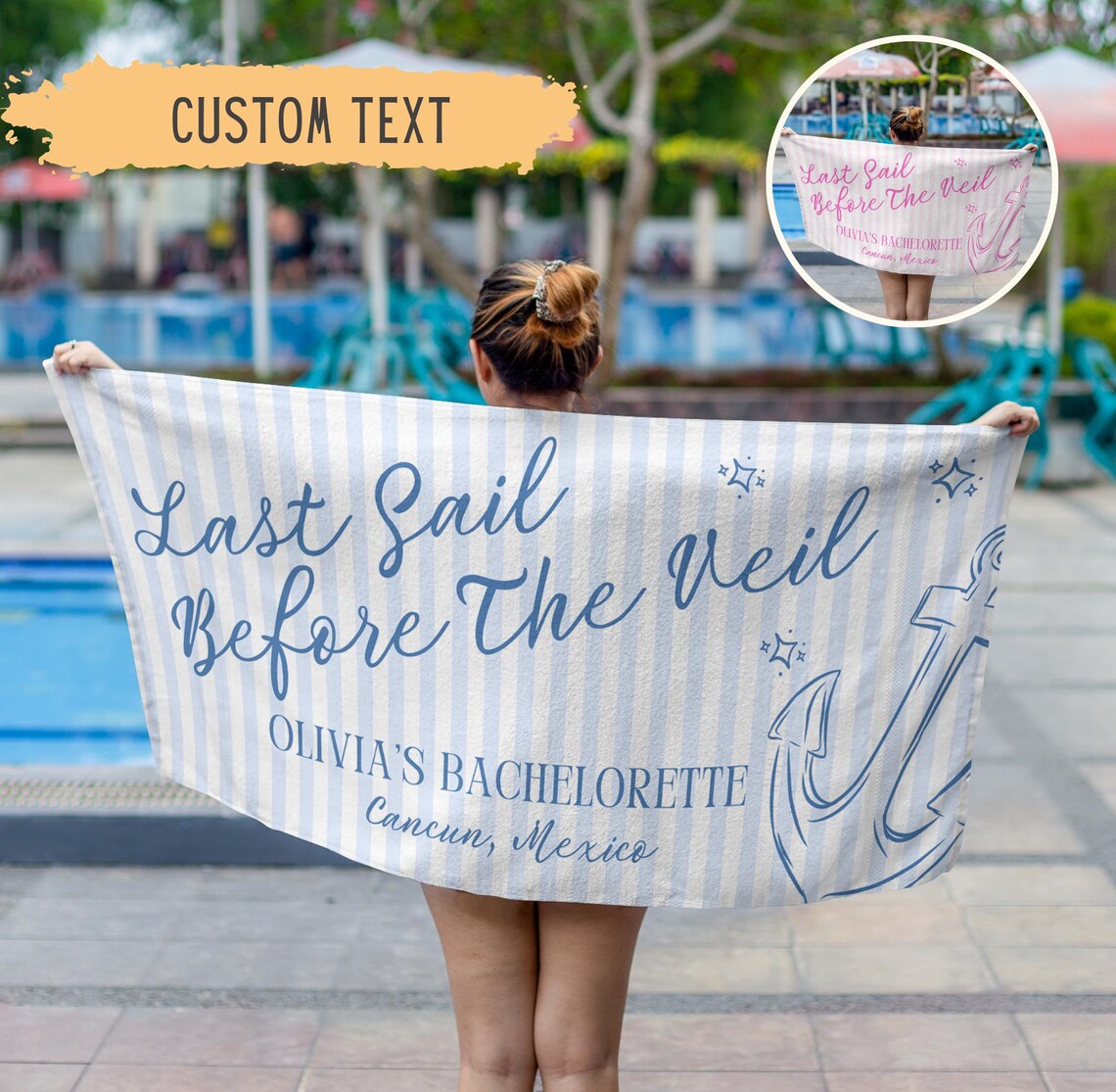 Personalized Last Sail Before the Veil Bachelorette Beach Towel,custom ...