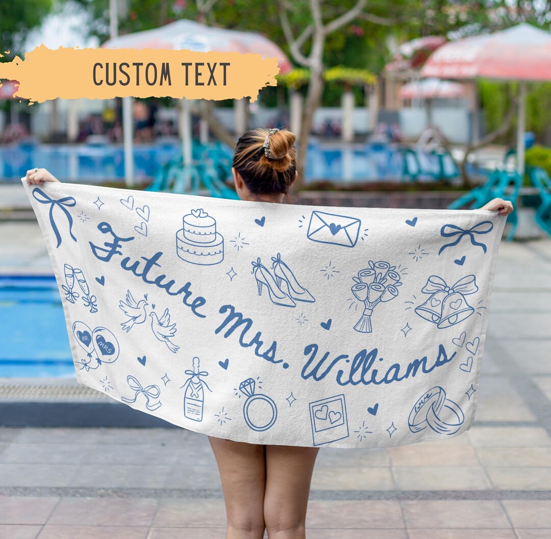 Personalized Future Mrs Beach Towel She Said Yes Present for Bride to ...