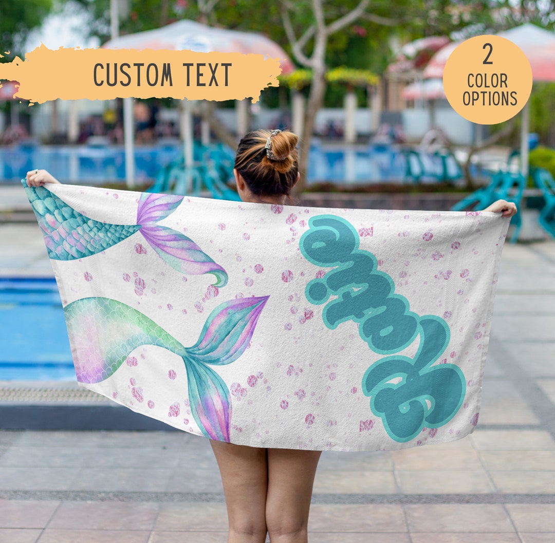 Personalized Mermaid Beach Towel,custom Beach Towel,name Pool Towel ...
