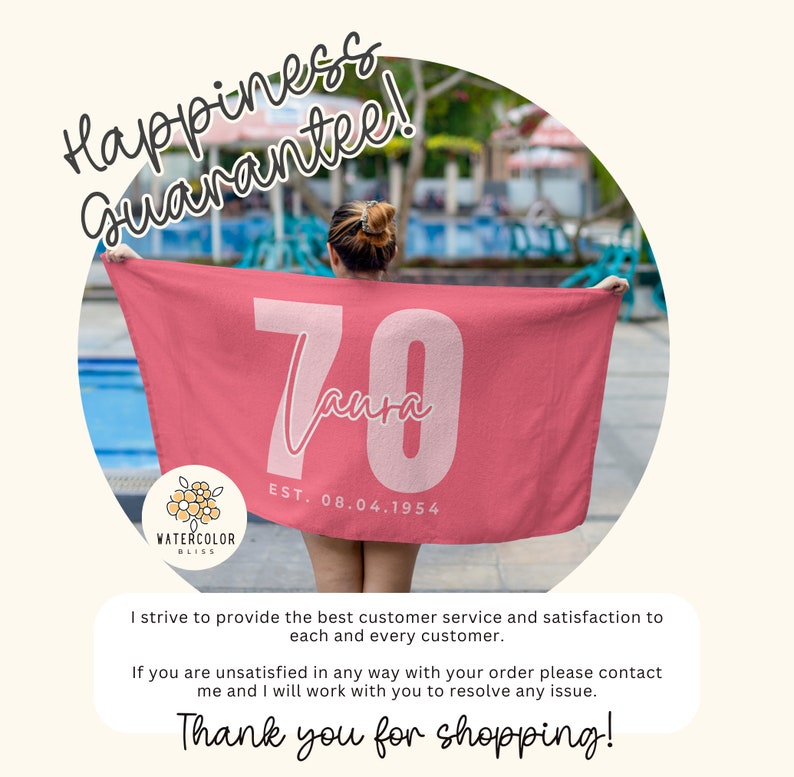 Personalized 70th Birthday Beach Towel,custom 70th Birthday Gift,70th ...
