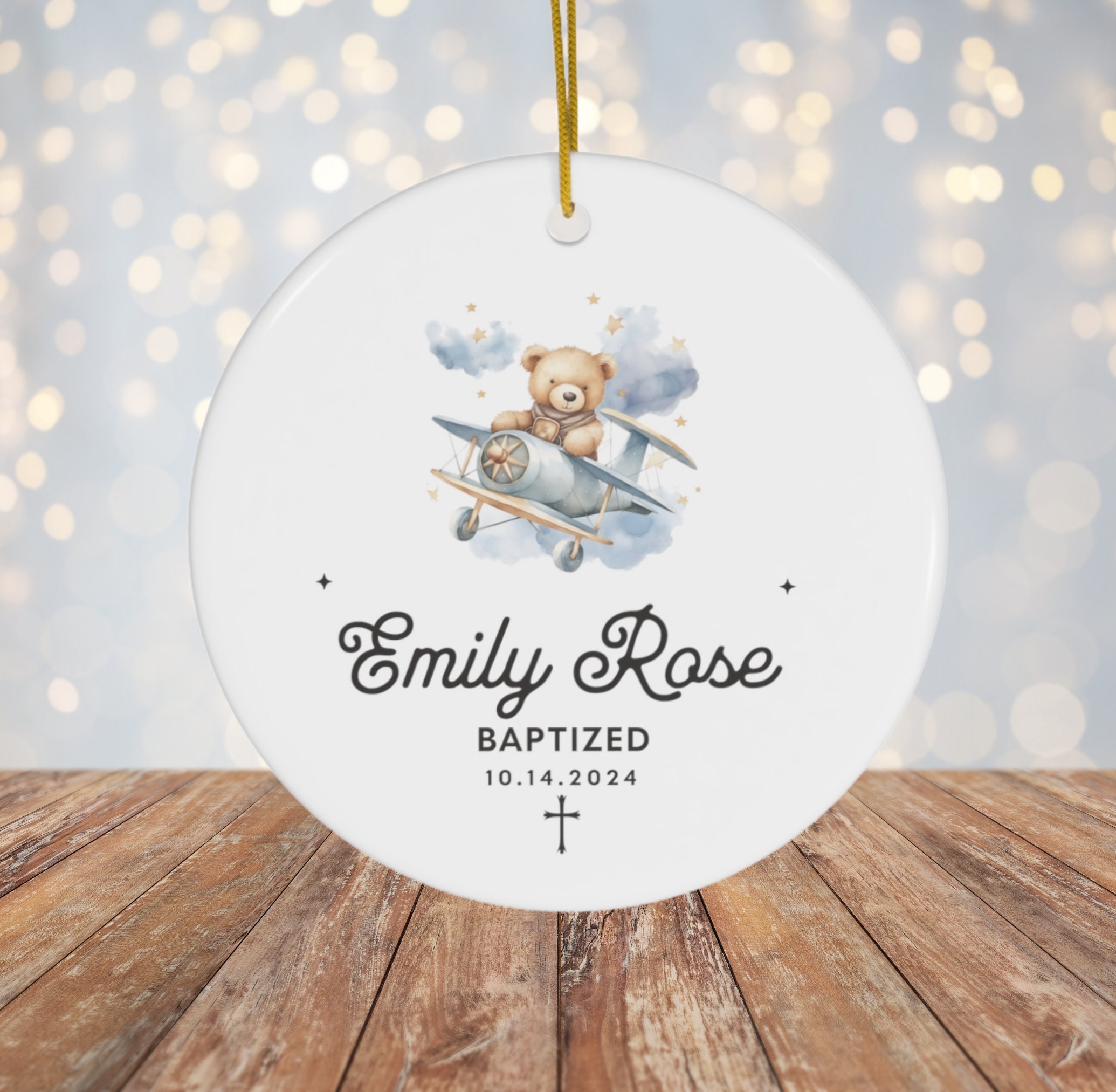 Personalized Teddy Bear Baptism Ornament,dedication Gift,boy Baptism ...