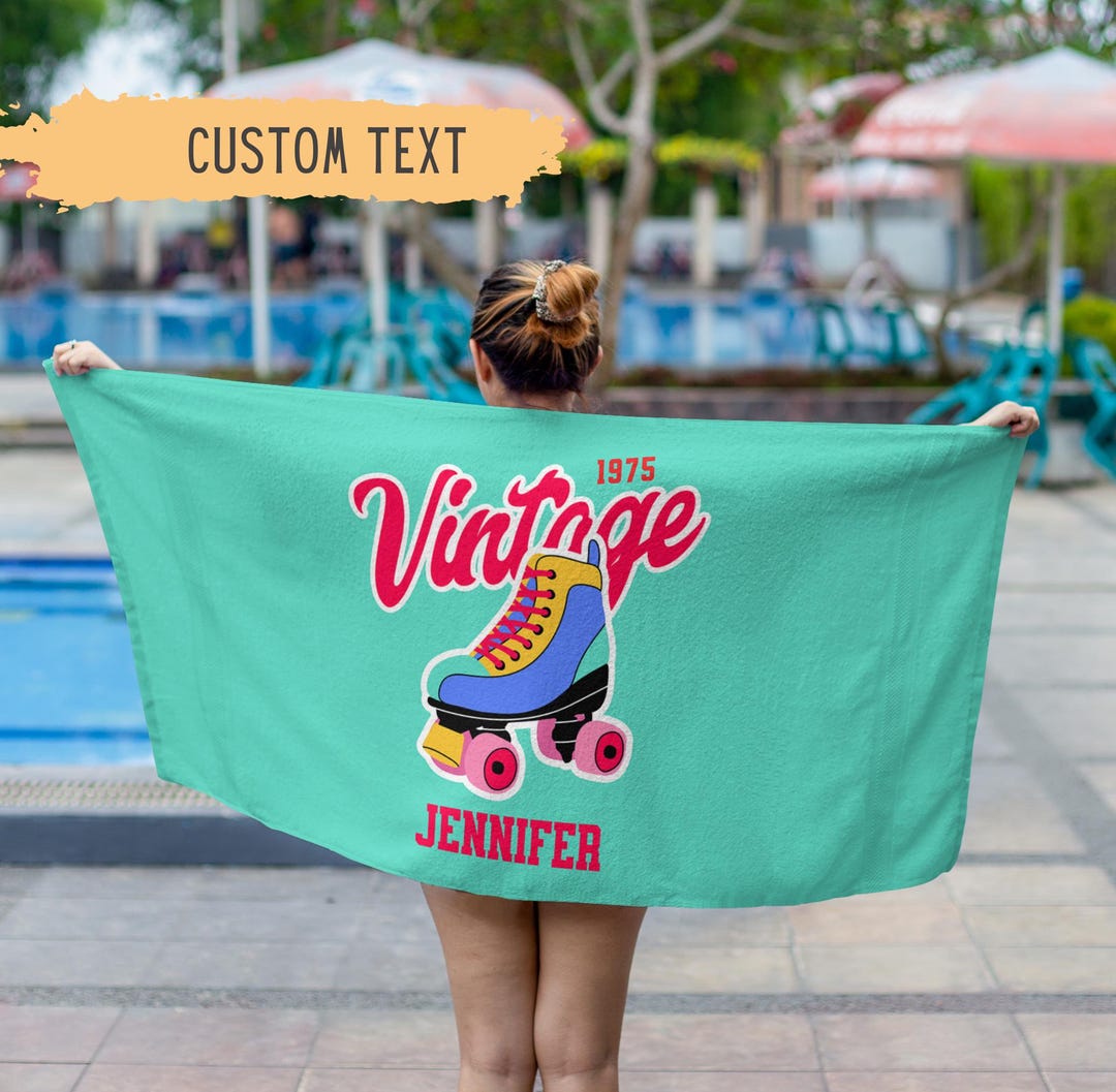 Personalized Roller Skate 50th Birthday Beach Towel,custom 50th ...