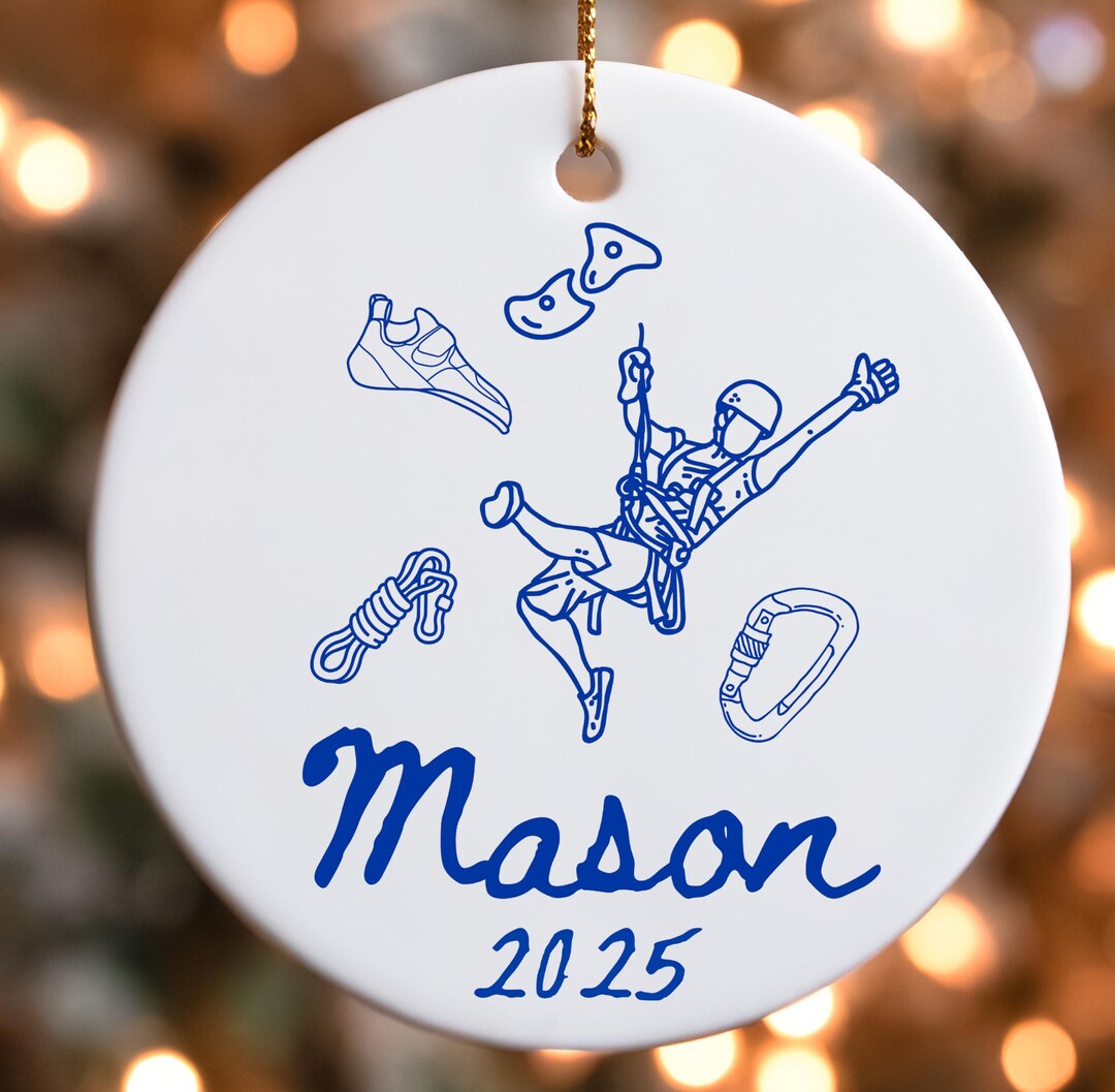 Personalized Rock Climbing Ornament Gift Custom Ceramic Rock Climber ...