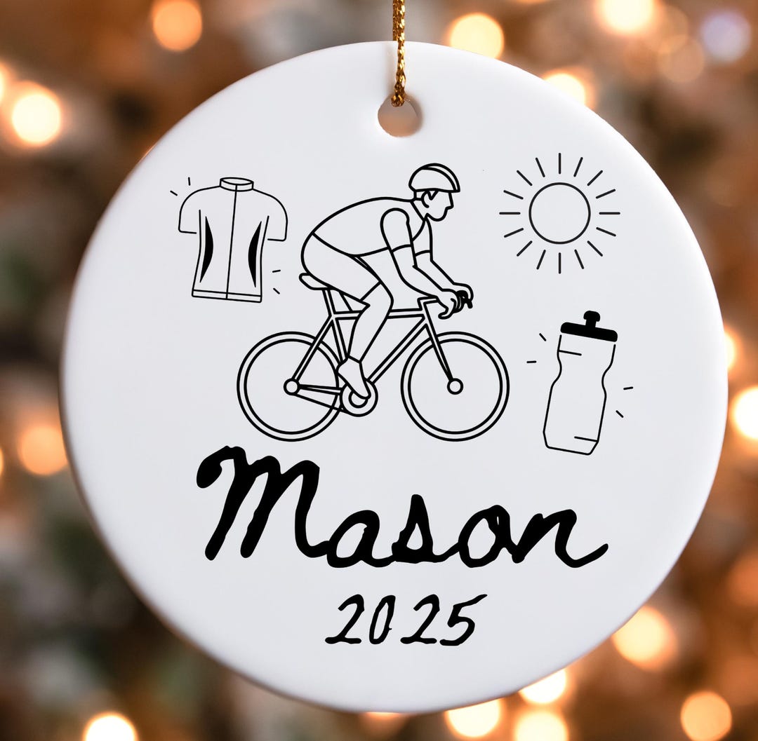 Personalized Doodle Style Cycling Ornament Custom Road Bike Gifts ...