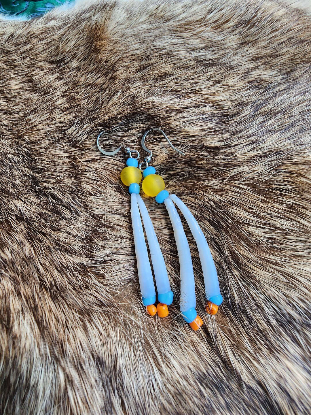 Beaded Indigenous/native American Earrings-dentalium Shell Drops-women ...