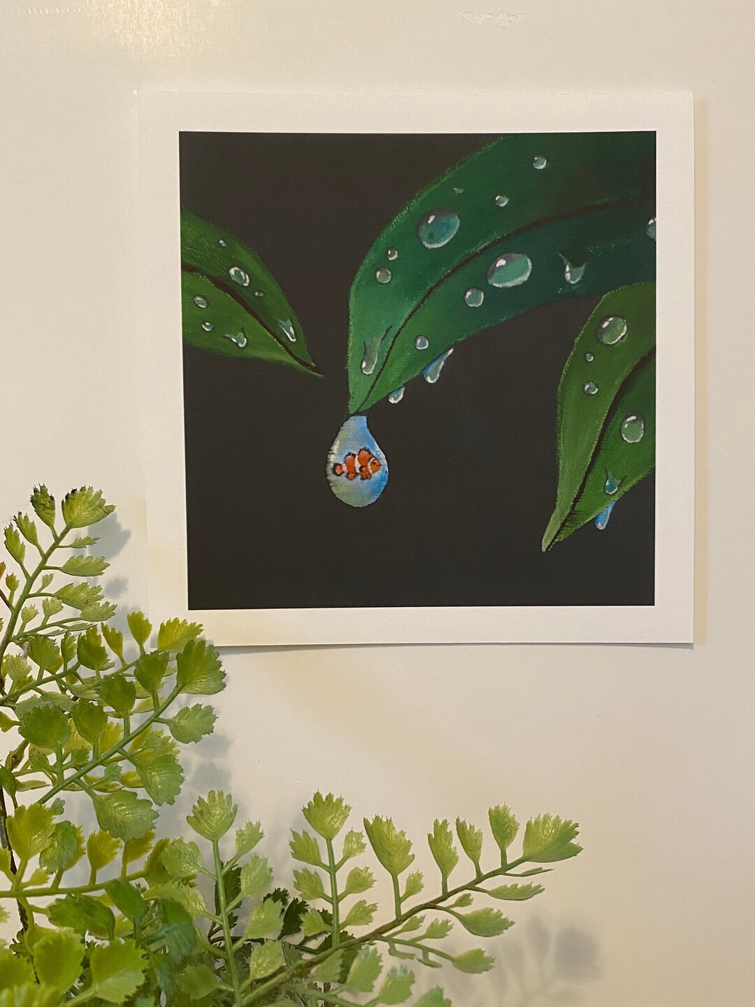 Water Droplet With Fish, 6x6 Inch Print, Original Acrylic Painting ...