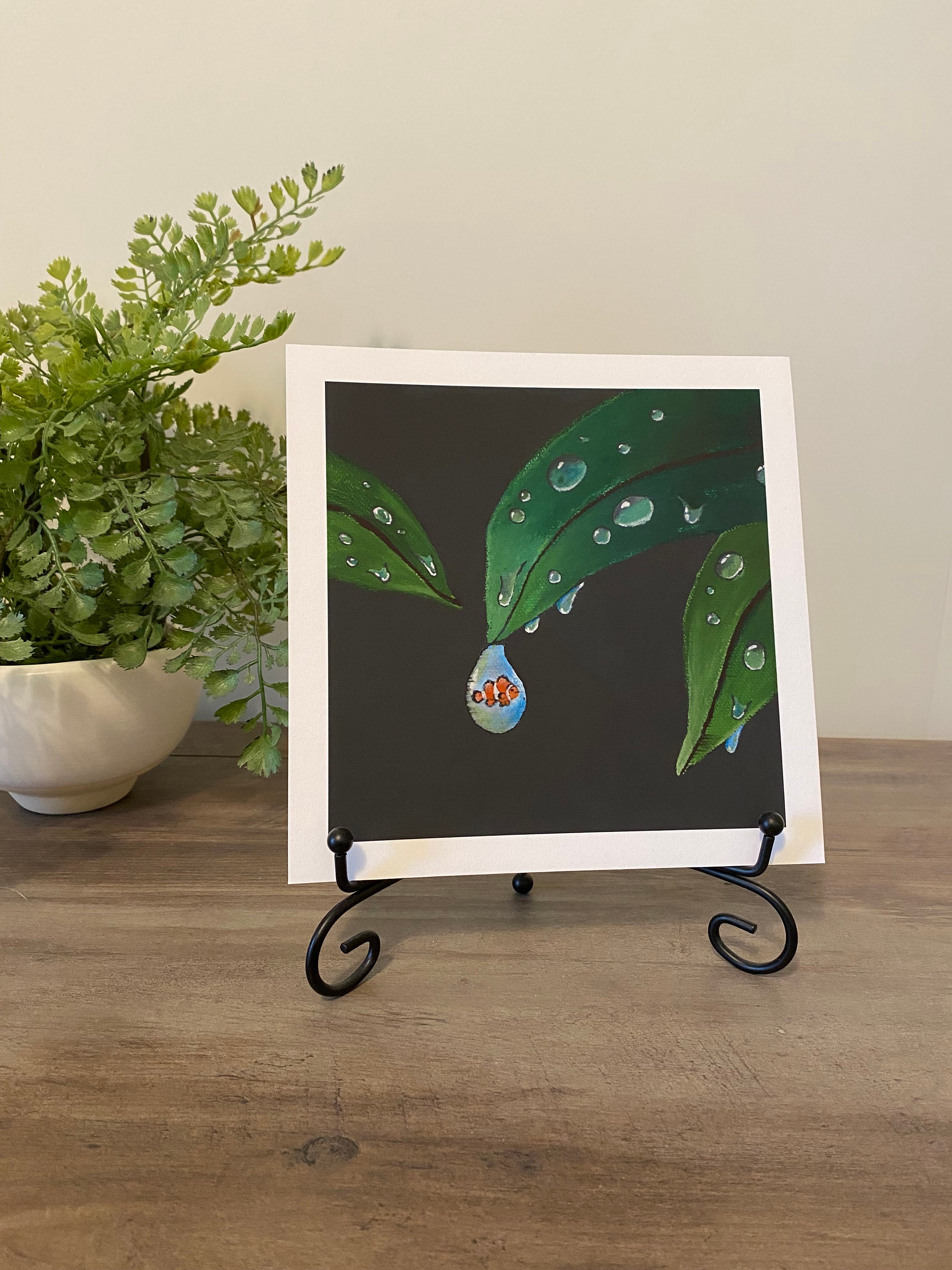 Water Droplet With Fish, 6x6 Inch Print, Original Acrylic Painting ...