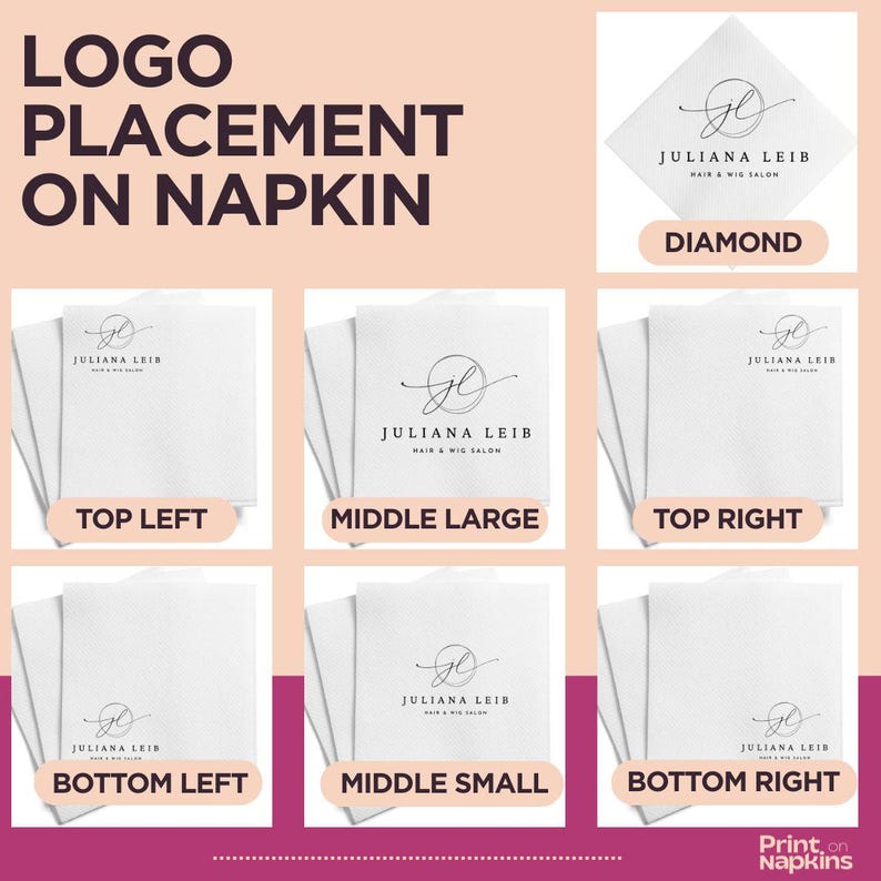 Linen Napkins Custom Print Logo Artwork and Design Cocktail ...