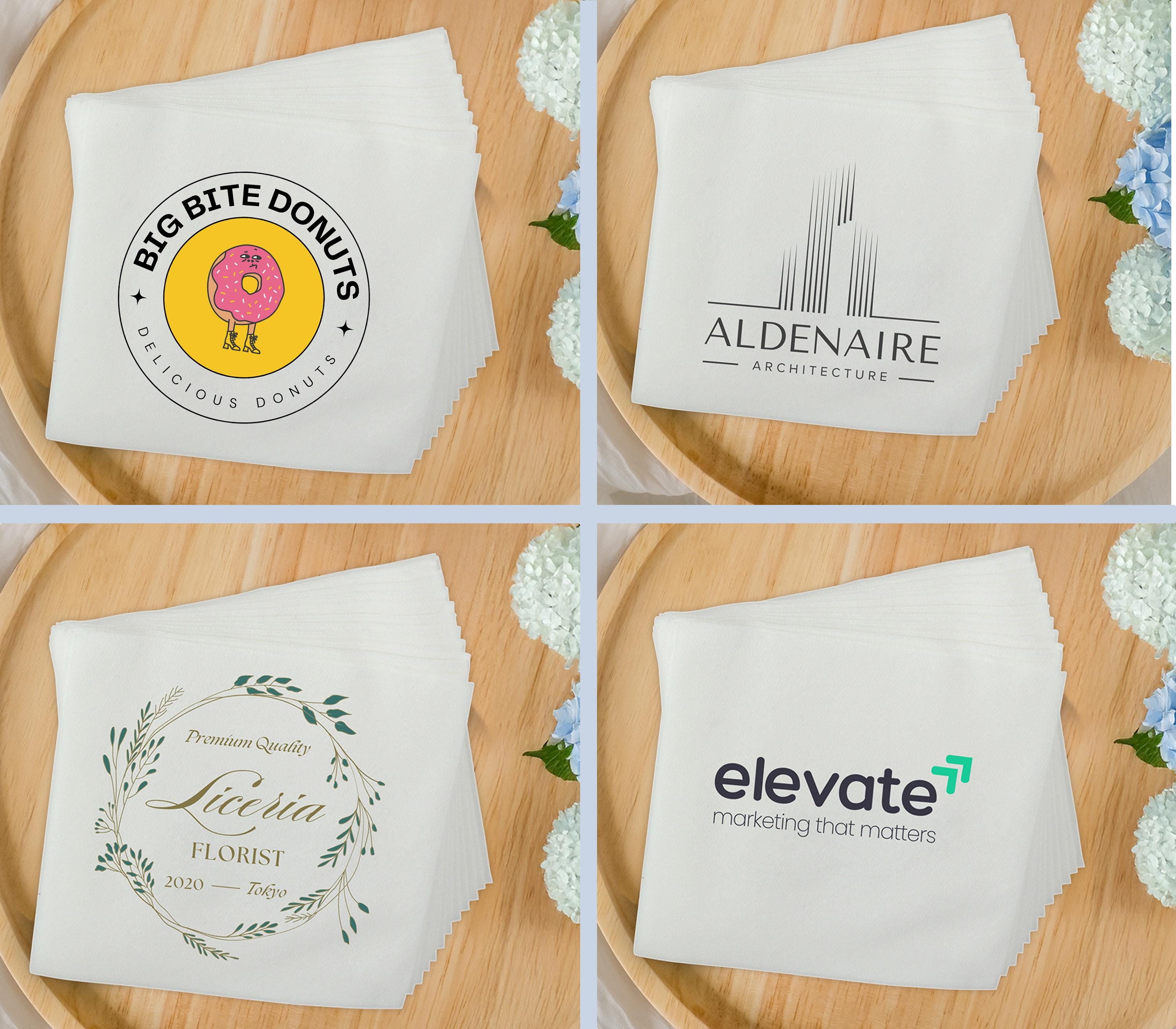 Linen Napkins Custom Print Logo Artwork and Design Cocktail ...