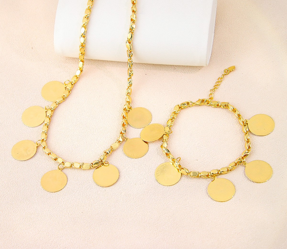 24 K Gold Coin Jewelry Set. 24K Dubai Gold Plated Jewelry Set for Women ...
