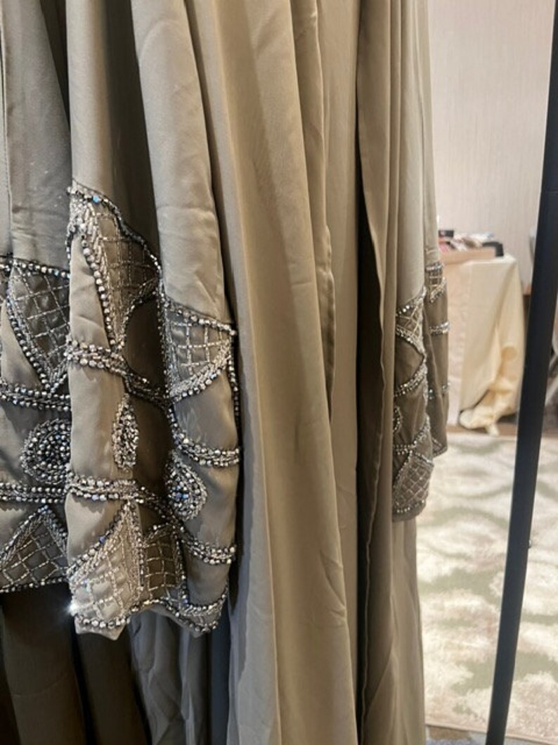 Embellished Beaded Abaya Party Abaya Modest Wear Hijab Jilbab Thobe ...