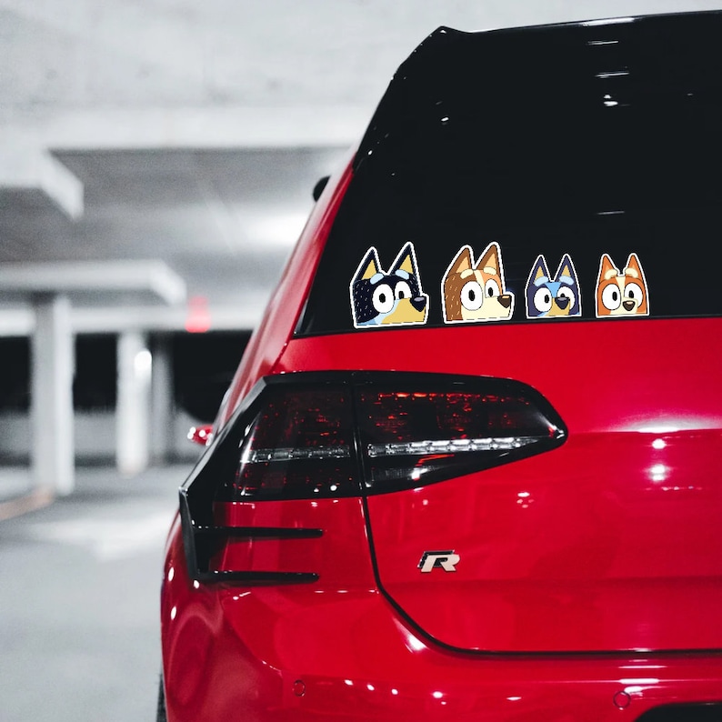 Bandit Chili Bluey Bingo Heeler Family Window Peeker Stickers / Bluey ...