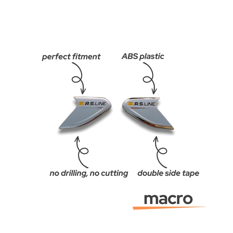 3D Chrome Front Fender RS Line Emblem, Renault Clio V HB 2019-2023 ...