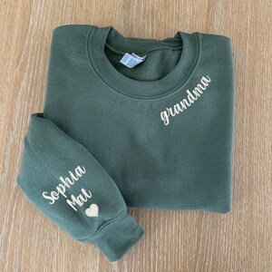 Personalized Grandma Sweatshirt With Kids Names Embroidered Collar ...