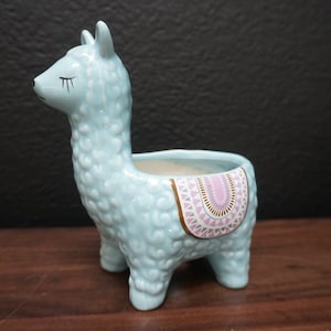 Cute Llama Ceramic Pot - White or Blue - Etsy