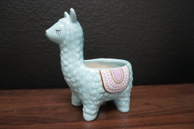 Cute Llama Ceramic Pot White or Blue - Etsy