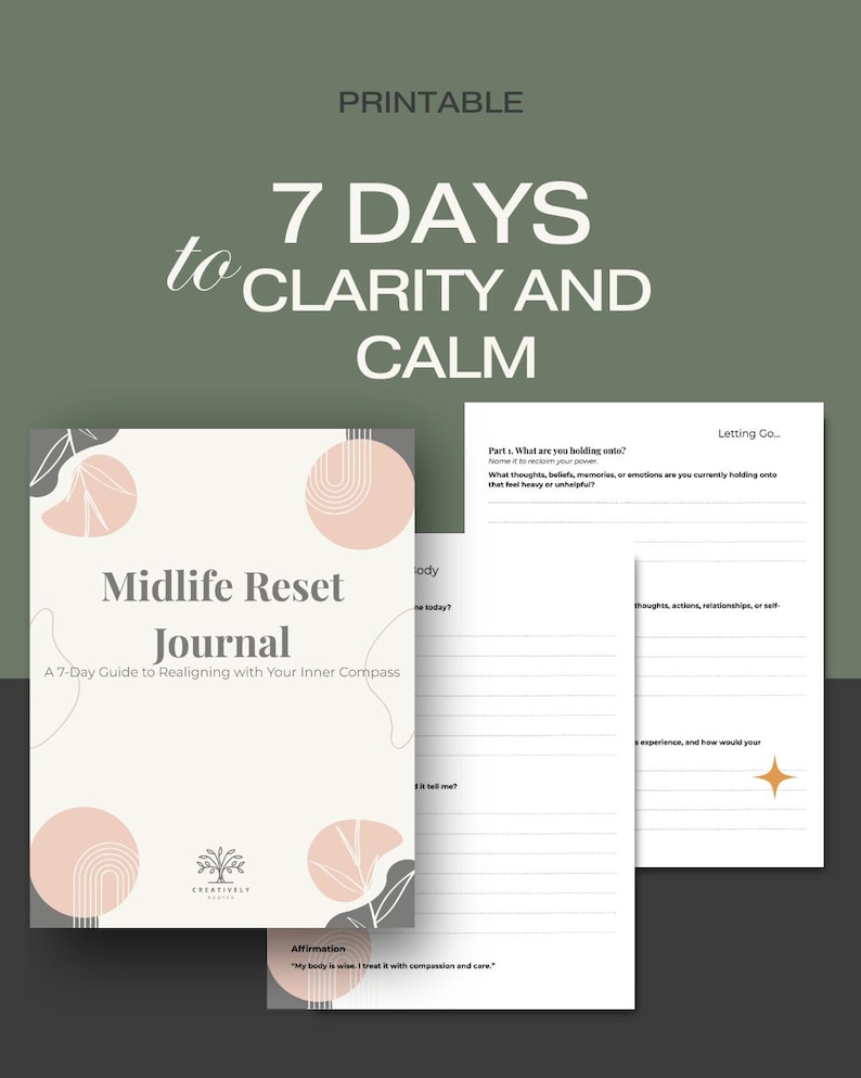Midlife Reset Journal for Women | 7-day Guided Journal + Vision Mapping ...