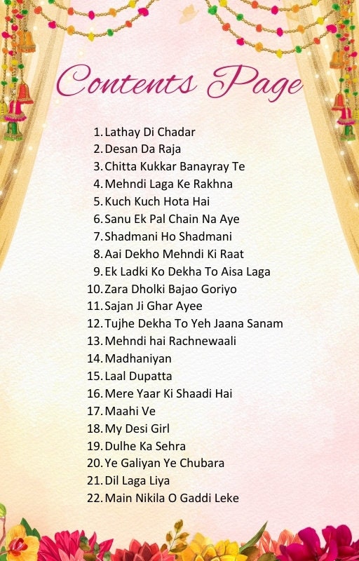 DIGITAL DOWNLOAD - COUPLES Modern Dholki Book, Mayoun Book,, Desi Song ...