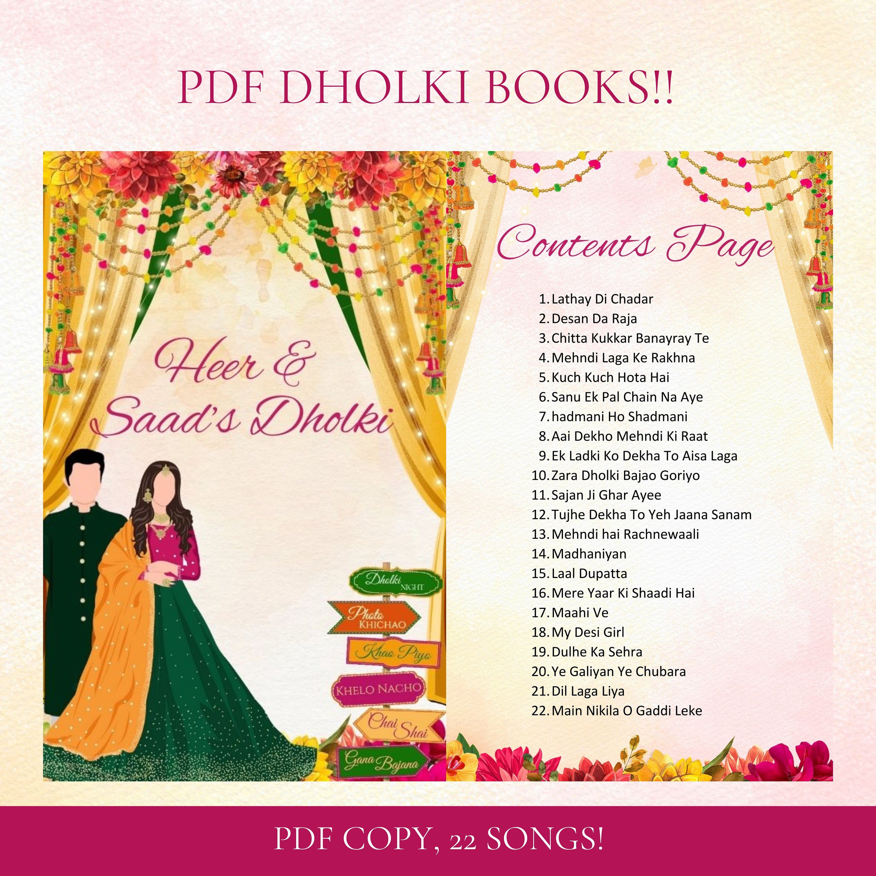 DIGITAL DOWNLOAD - COUPLES Modern Dholki Book, Mayoun Book,, Desi Song ...