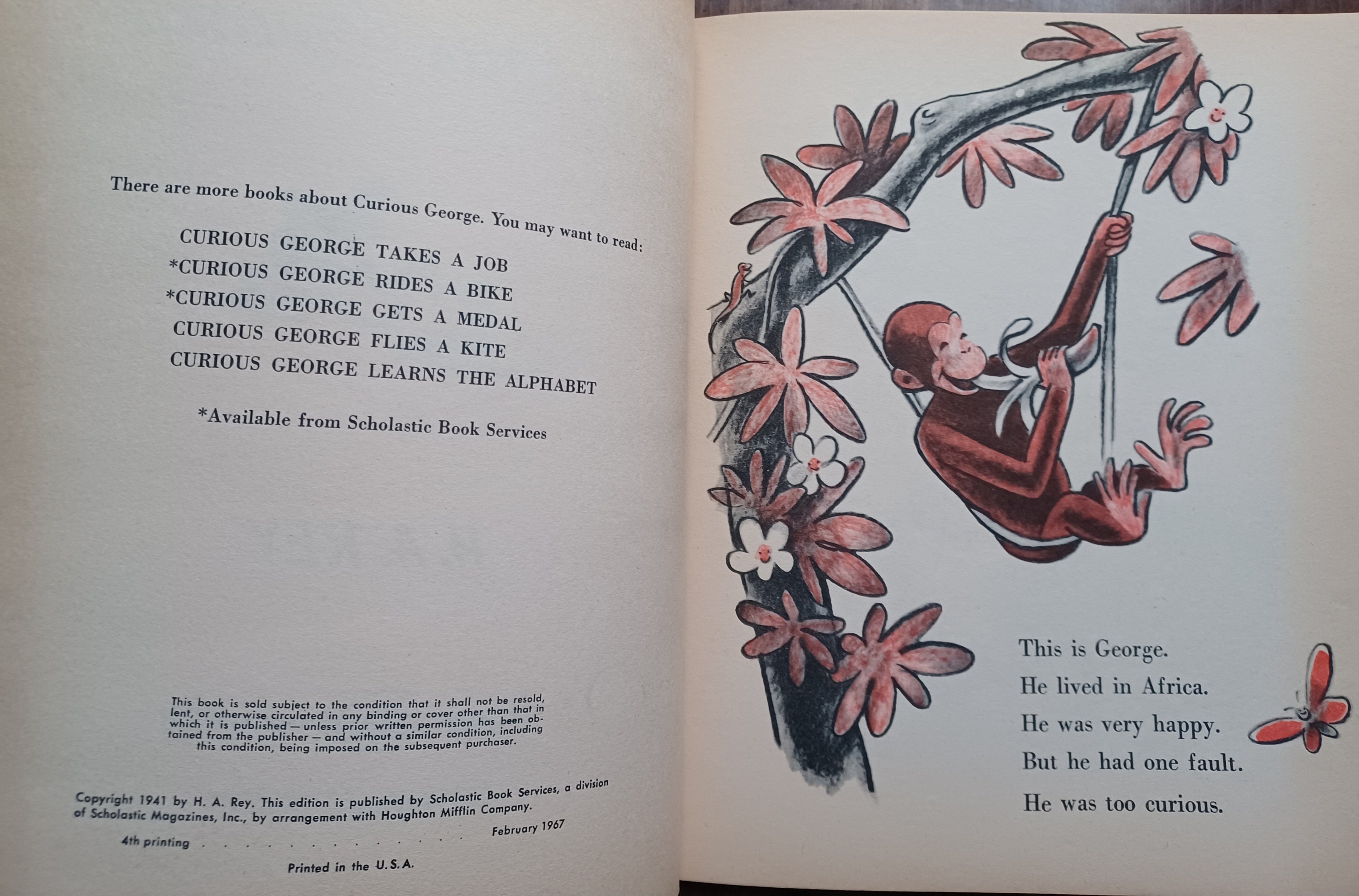 Curious George, by H.A. Rey, 1967 Printing, Vintage Scholastic Book ...