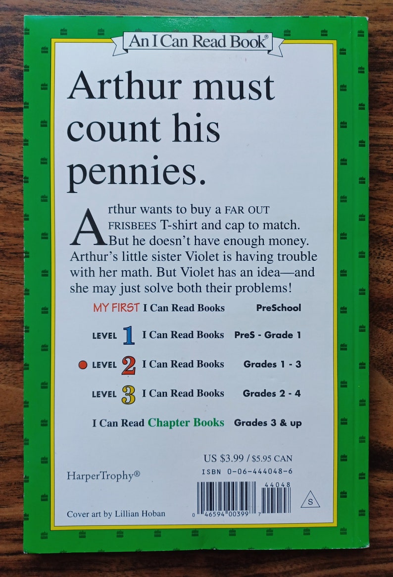 Arthur's Funny Money, by Lillian Hoban, I Can Read Book - Etsy