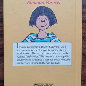 Ramona Forever, by Beverly Cleary, 1984 Edition, Weekly Reader Book ...