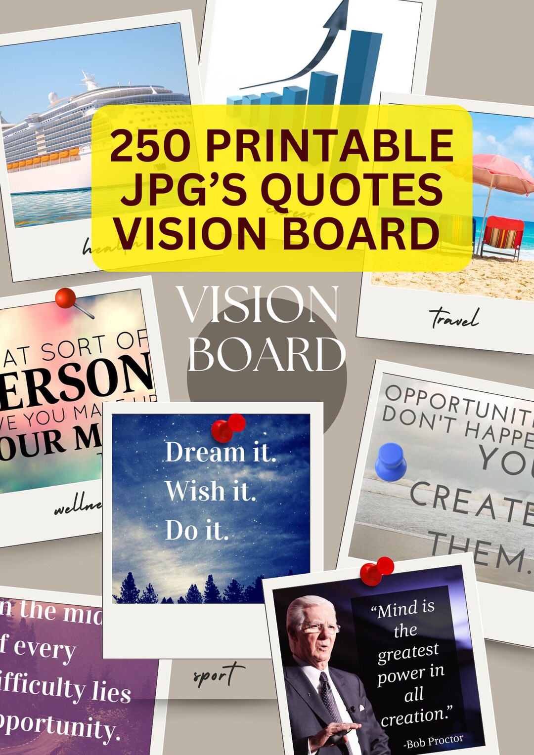 Vision Board 250 Printable Individually Designed Jpg's Quotes From ...