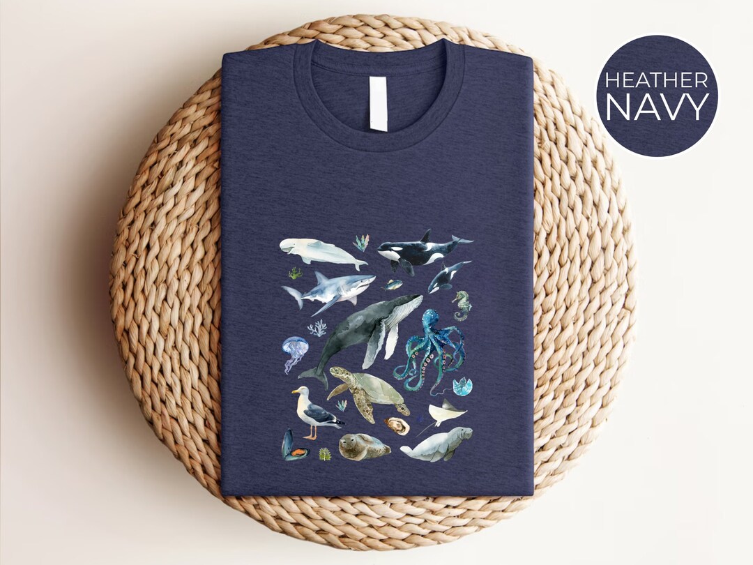 Retro Ocean Nature Shirt, Trendy Beach Shirts for Women, Sea Animal ...