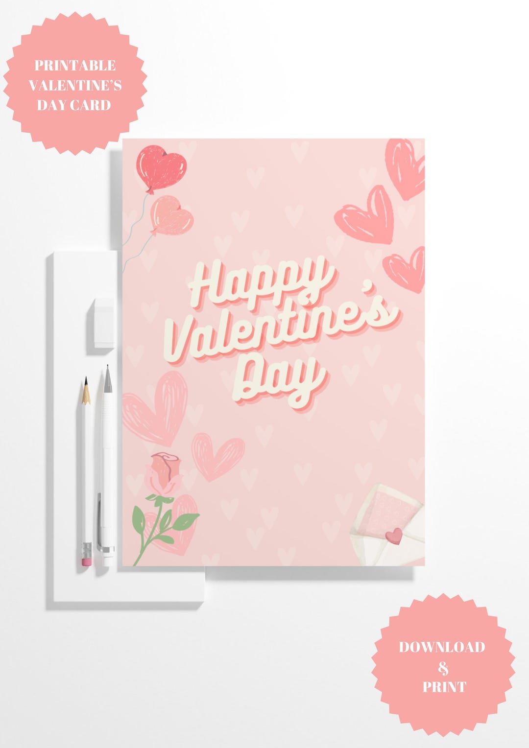 PRINTABLE VALENTINE'S DAY Card Greeting Cards 5x7 Greeting Cards Hearts ...