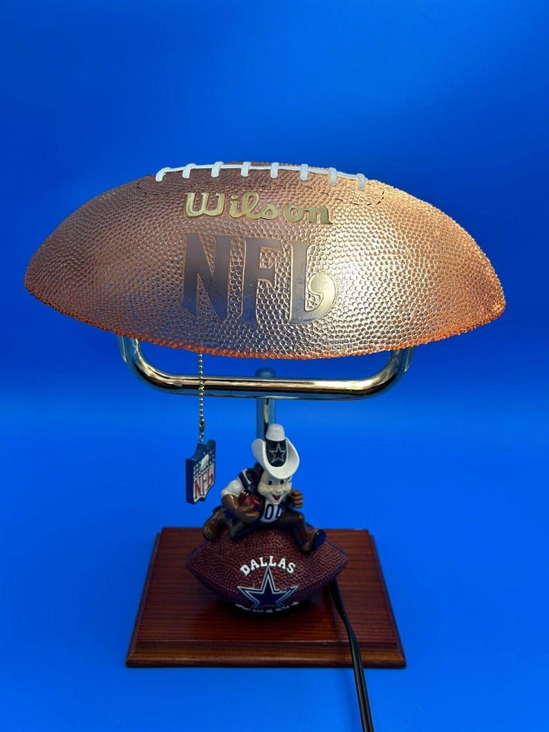 VTG Dallas Cowboys Football Desktop Lamp NFL Wood Base Brass Resin ...