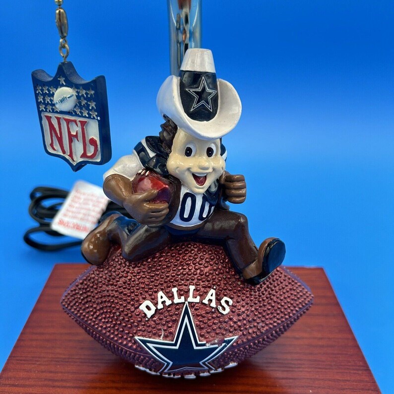 VTG Dallas Cowboys Football Desktop Lamp NFL Wood Base Brass Resin ...
