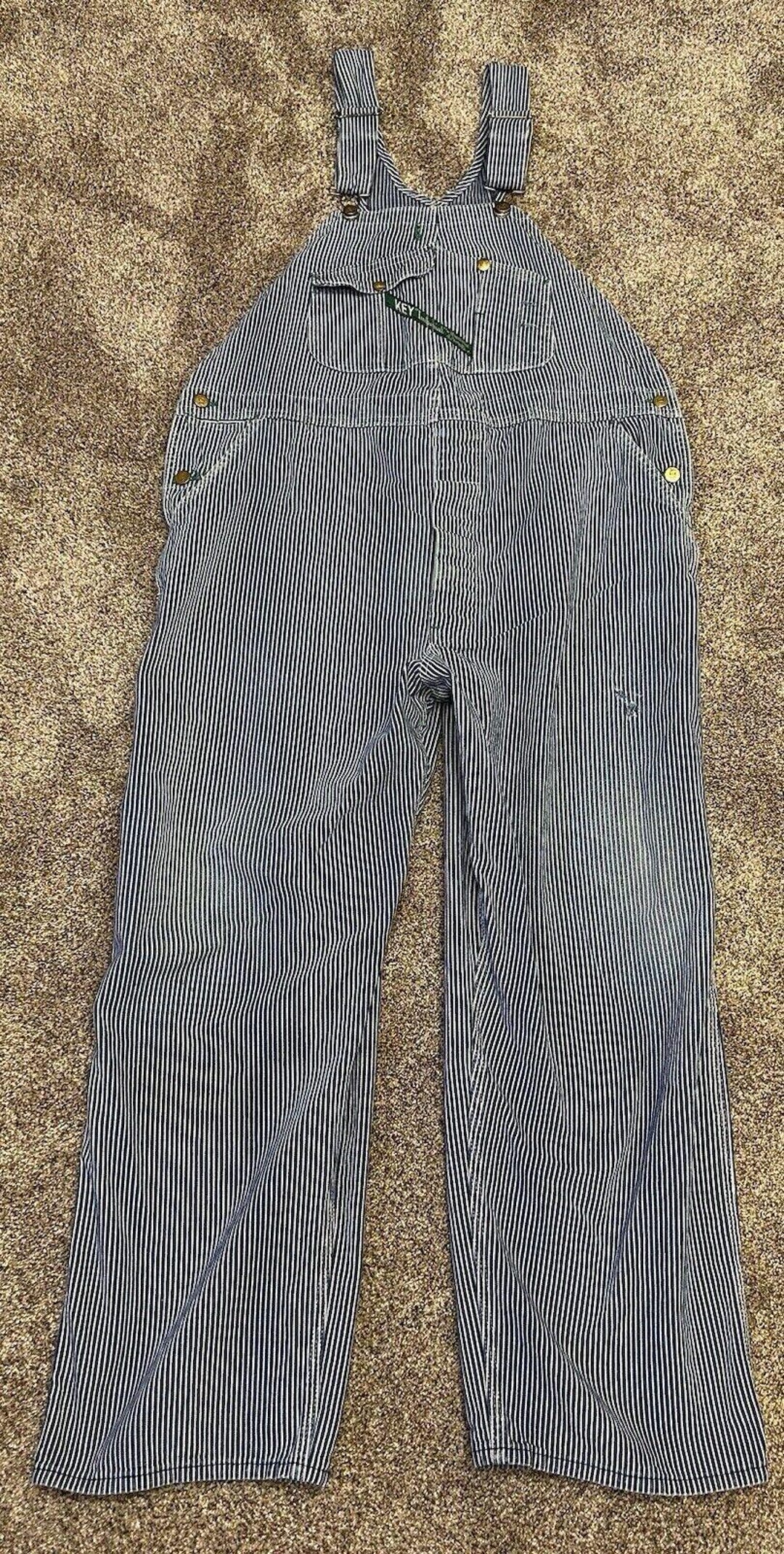 Vintage Liberty Overalls Mens 42x28 Blue White Hickory Stripe Railroad ...