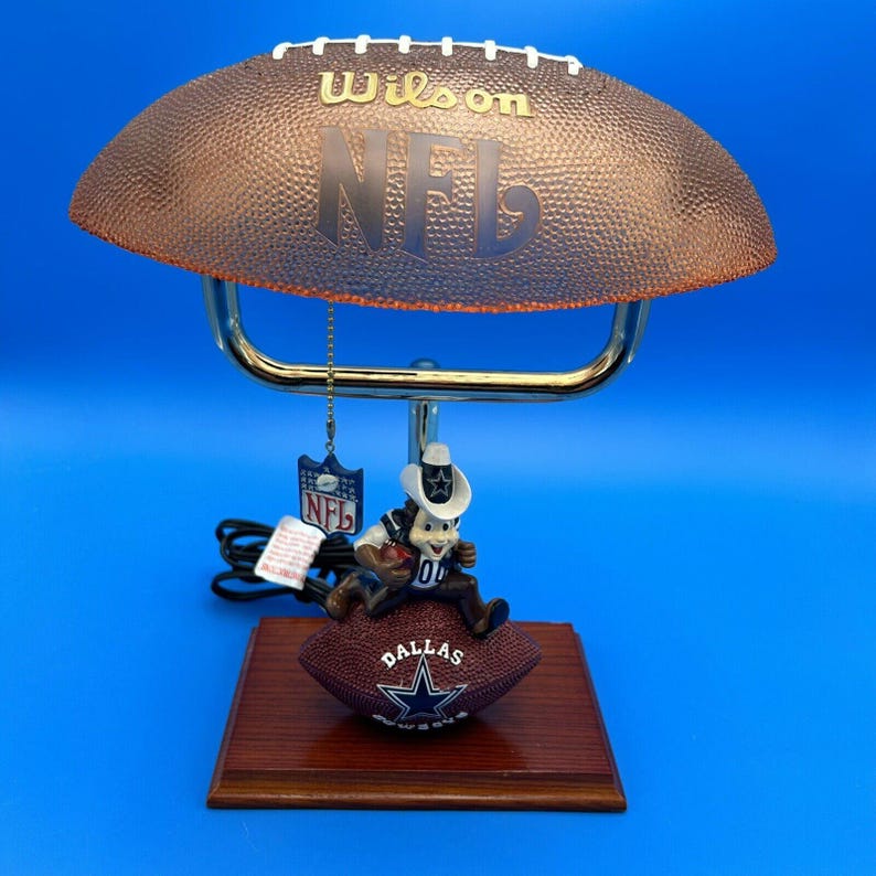 VTG Dallas Cowboys Football Desktop Lamp NFL Wood Base Brass Resin ...