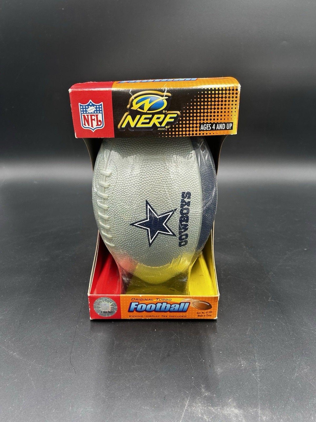 VTG Dallas Cowboys Nerf Original Turbo Football Box Kicking Tee Blu ...