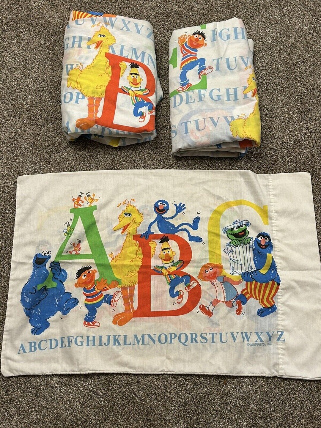 Vintage Twin Sesame Street Muppet Alphabet Sheet Set by Stevens - Etsy