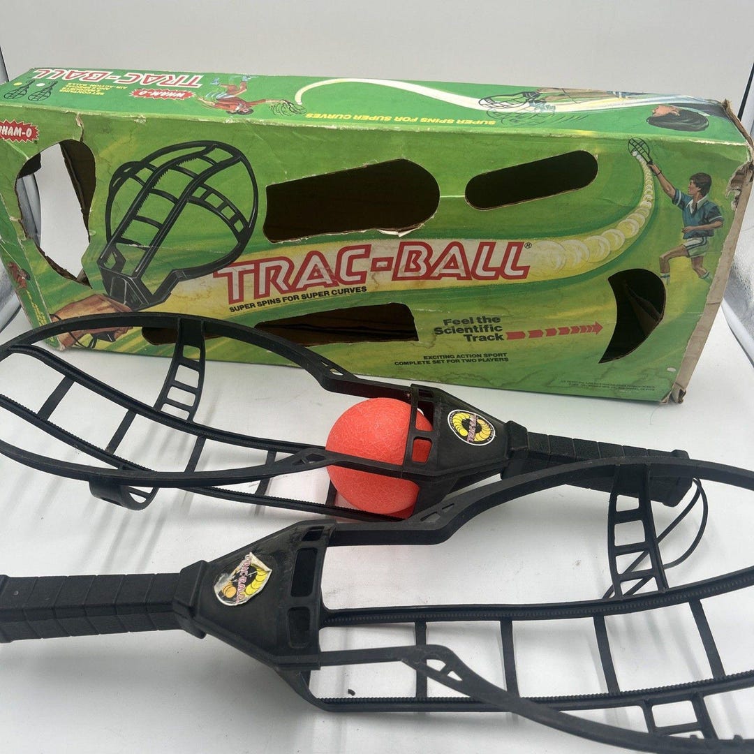 VTG 1981 WHAM-O Trac Ball Game 2 Original Racquets Ball Super Spin ...