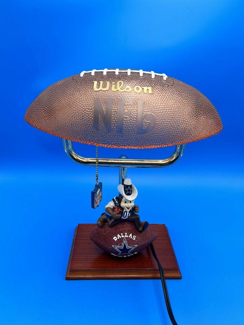 VTG Dallas Cowboys Football Desktop Lamp NFL Wood Base Brass Resin ...