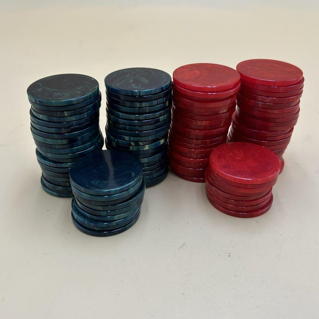 Vintage Bakelite Poker Chips 48 Red 49 Green Marbled Swirl - Etsy