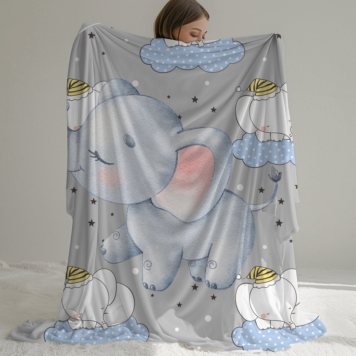 Blanket Elephant, Baby Elephant Nursery, Elephant Baby Girl Blanket ...