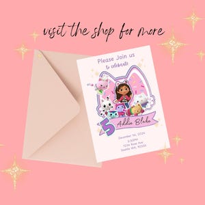 Gabby's Dollhouse Invitation Cute Birthday Invite for 5 Year Old Girl ...
