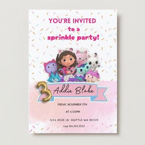 Gabby's Dollhouse Invitation for Girls | Customizable Invitation | Cute ...