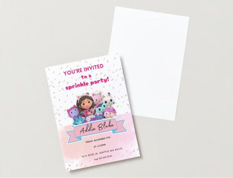 Gabby's Dollhouse Invitation for Girls | Customizable Invitation | Cute ...