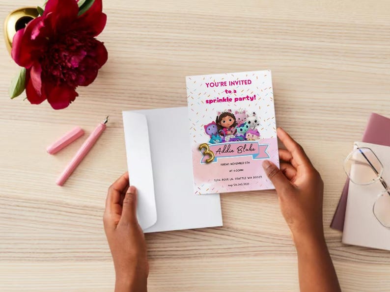 Gabby's Dollhouse Invitation for Girls | Customizable Invitation | Cute ...