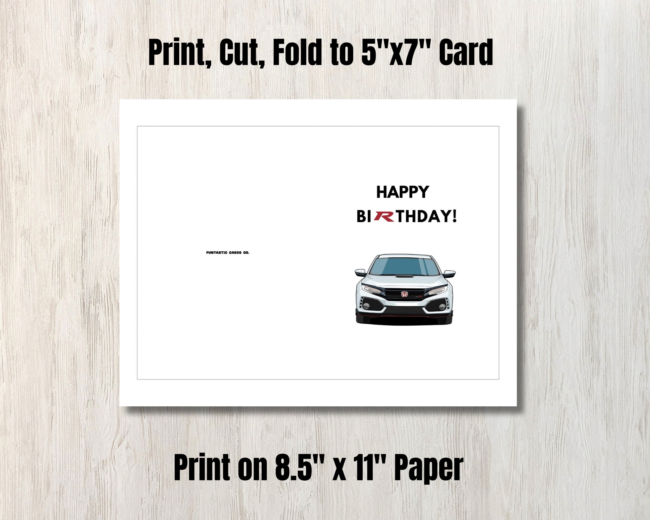 Honda Civic Type R Printable Card, Birthday Card, Honda Lover, JDM Card ...
