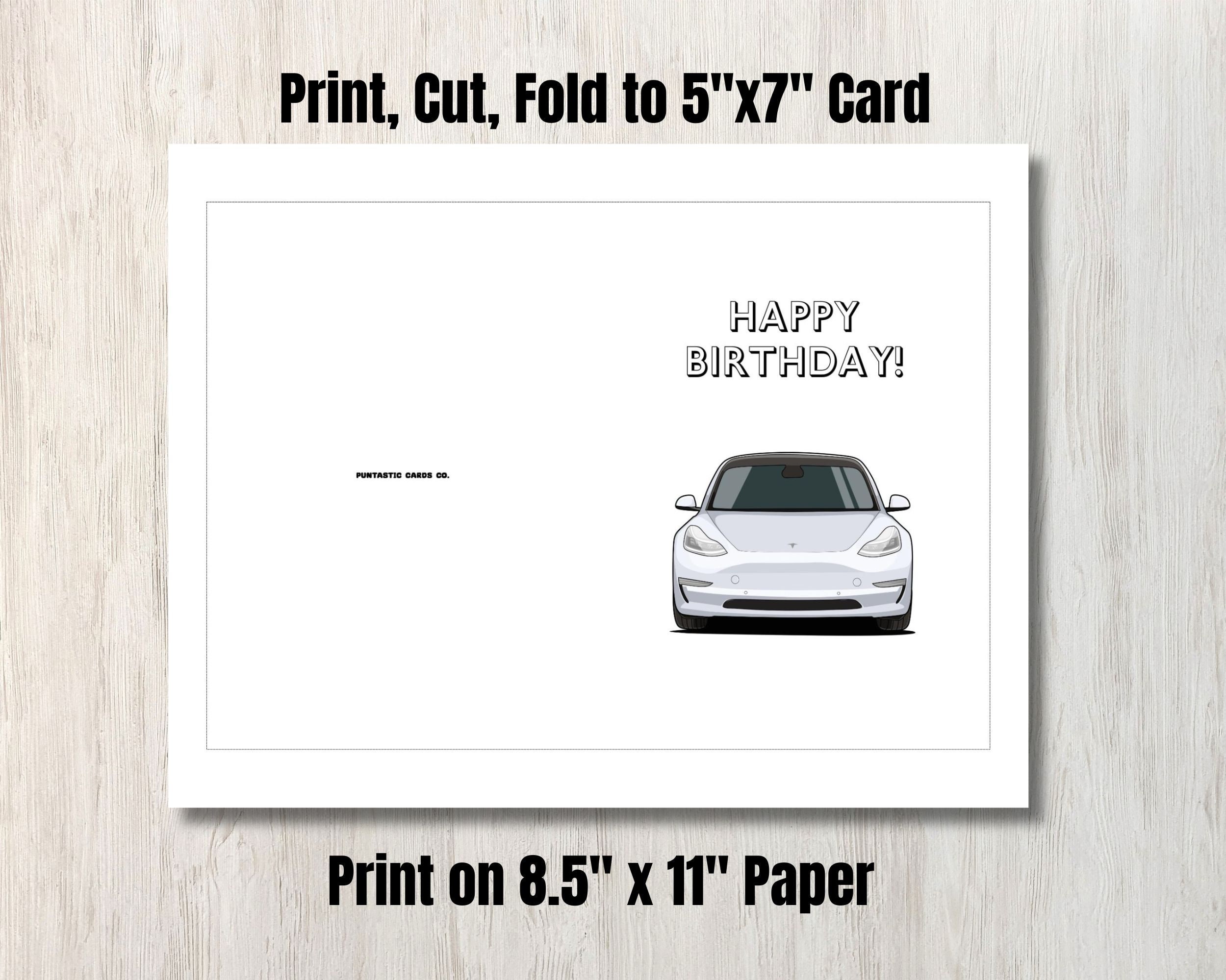 Tesla Model 3 Card - Happy Birthday, Car Card, Cute, Card, Tesla Card ...